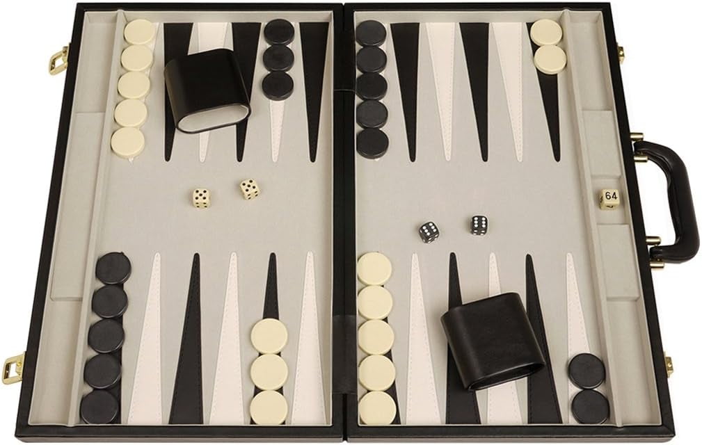 Deluxe Backgammon Set - 18" Classic Board, Black Case - Walmart.com