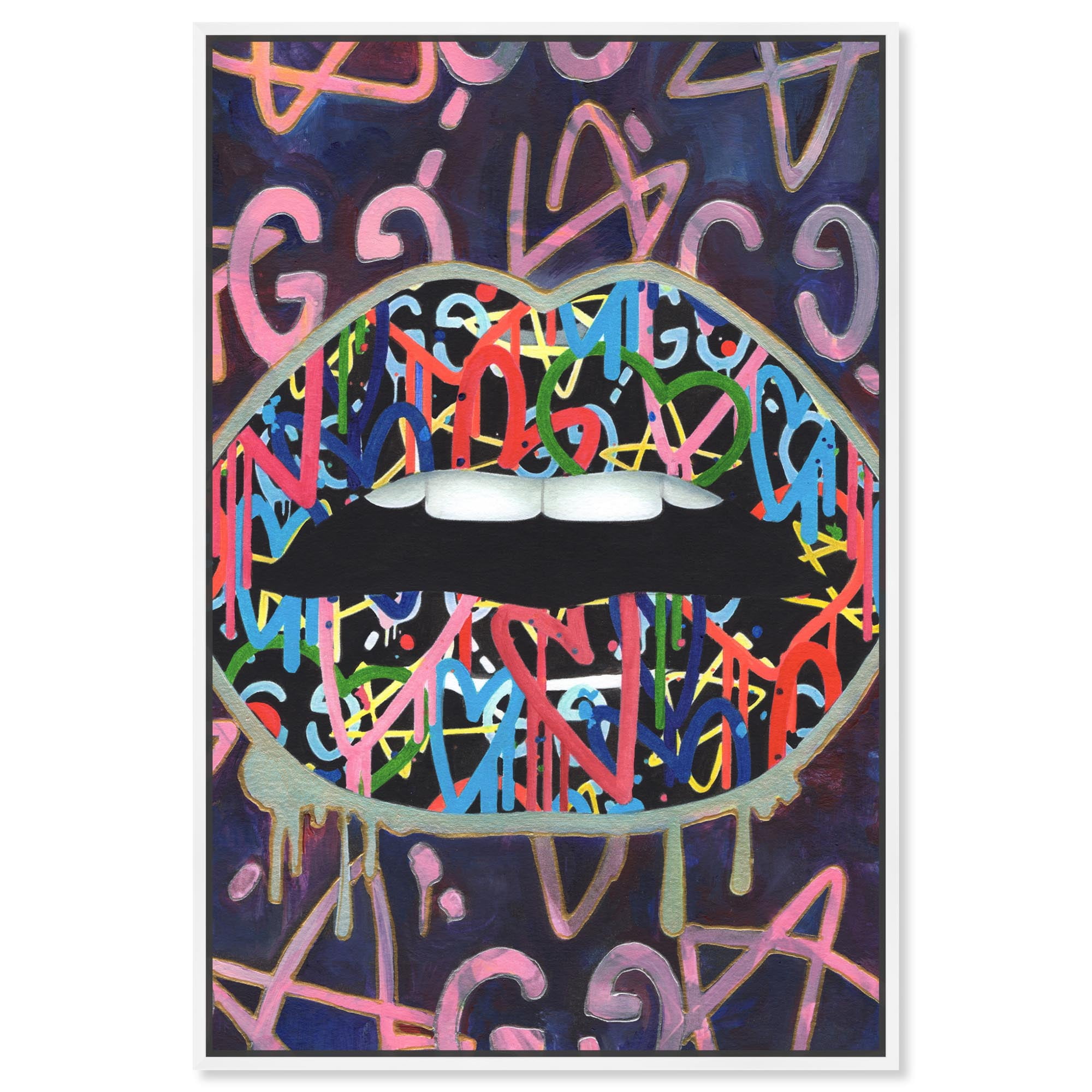 Deluxe Beauty Canvas Urban Graffiti Wall Art by Notoriart, White Frame ...