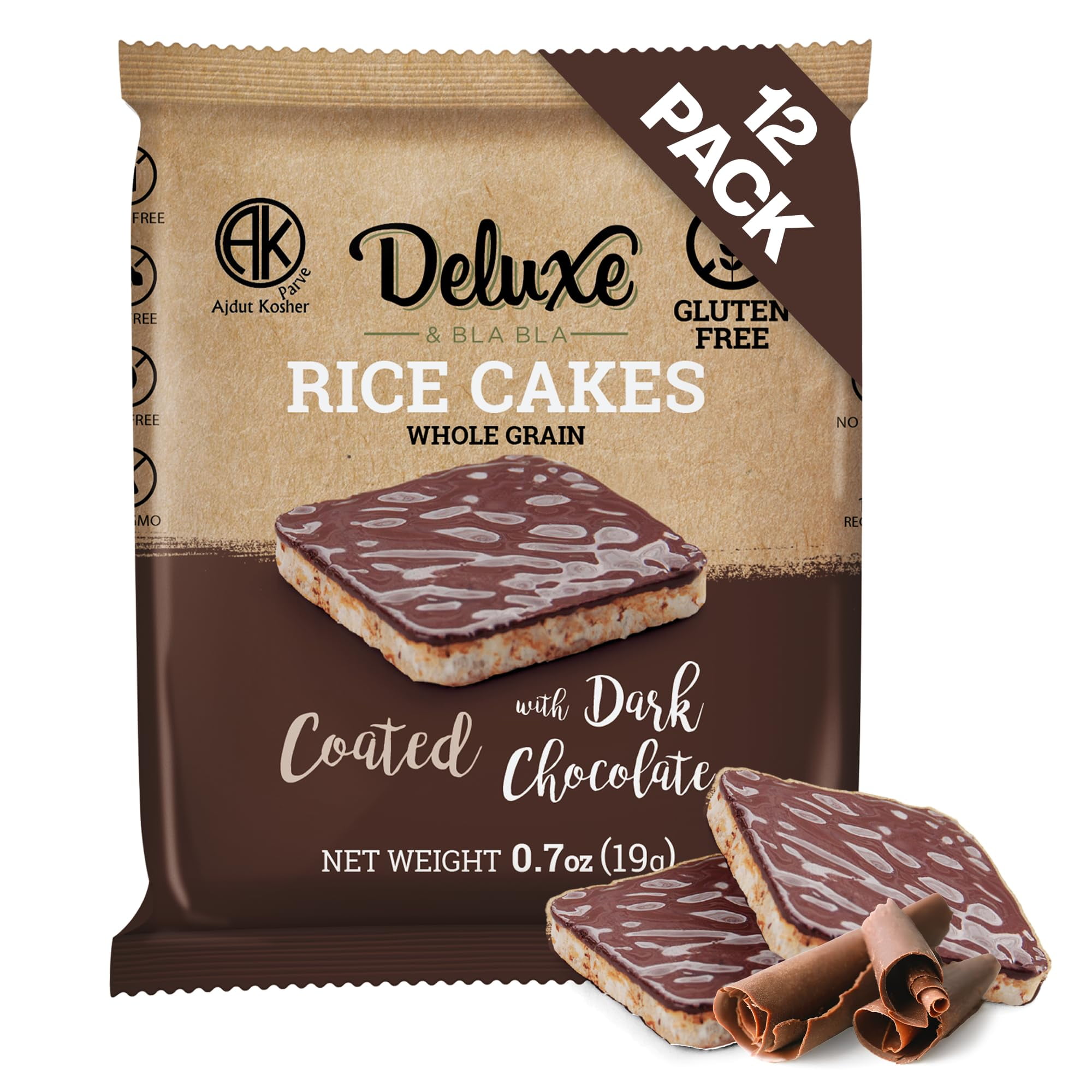 Deluxe & Bla Bla AKF18 Chocolate Covered Rice Cakes Whole Grain, Gluten ...