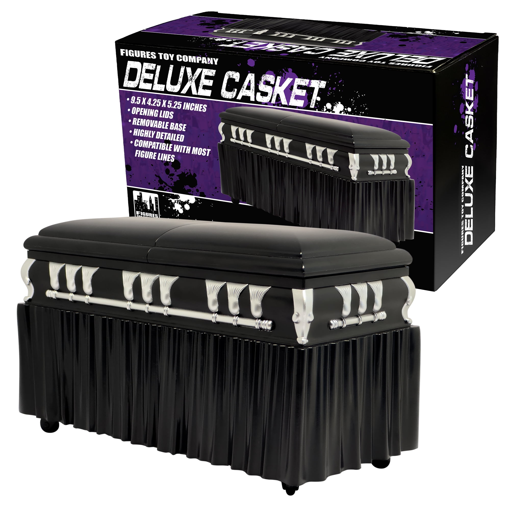 Deluxe Black Casket for WWE & AEW Wrestling Action Figures with ...