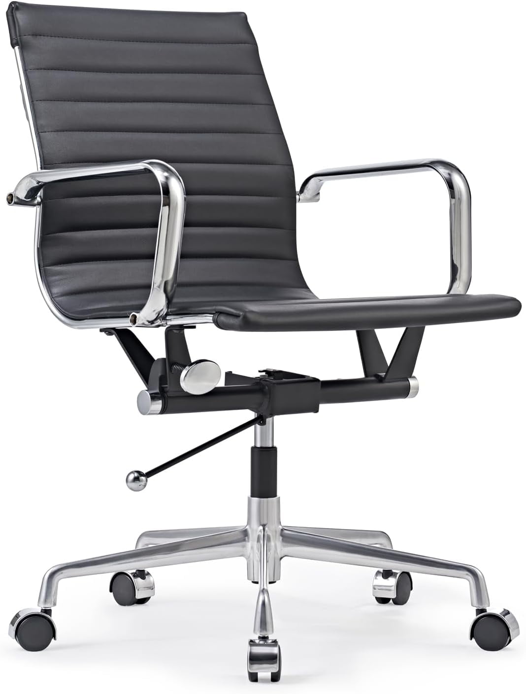 Deluxe Black Office Chair, Mid Back Computer Chair, Vegan Leather Desk ...