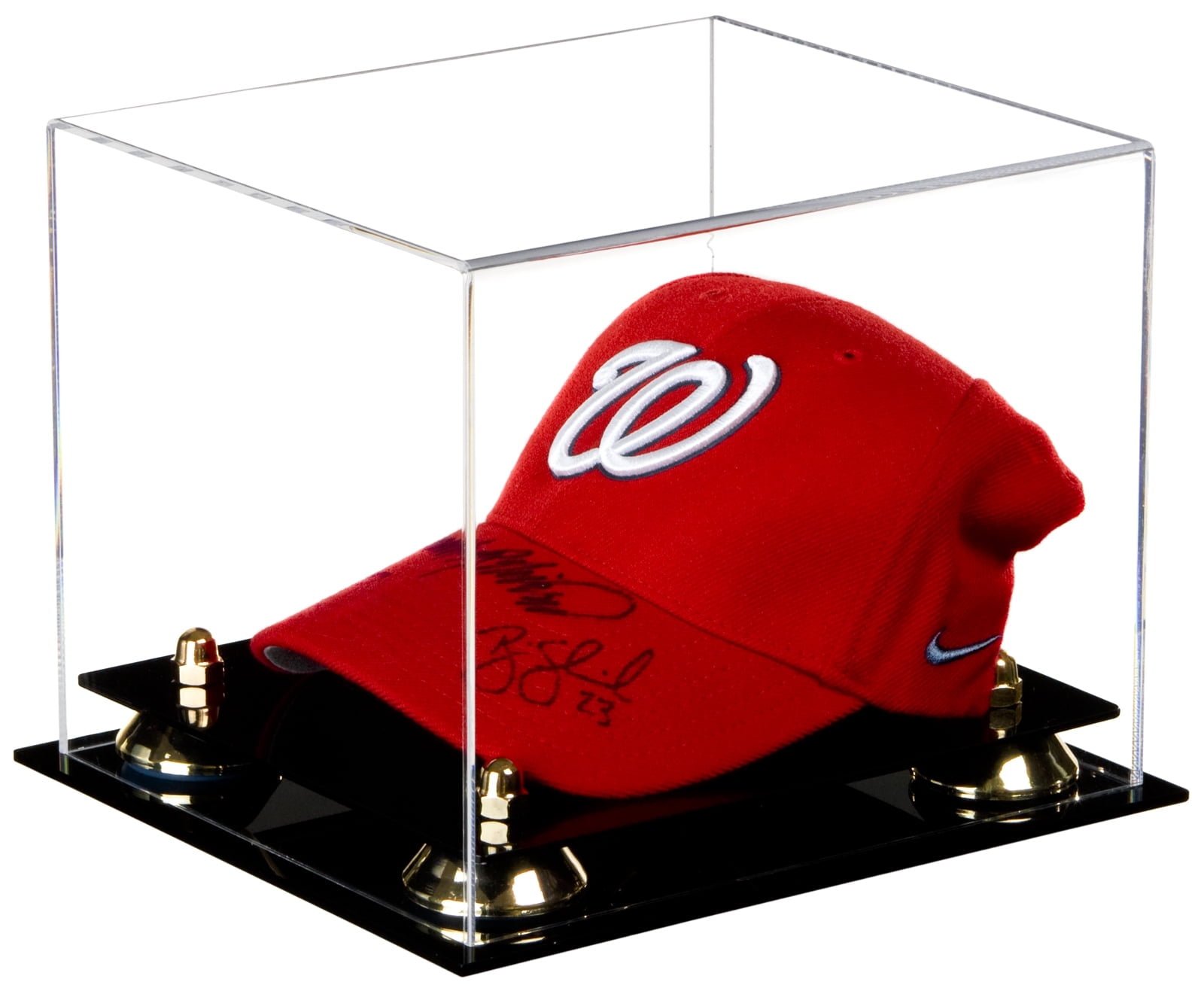 Deluxe Clear Acrylic Baseball Cap Display Case with Gold Risers (A006 ...
