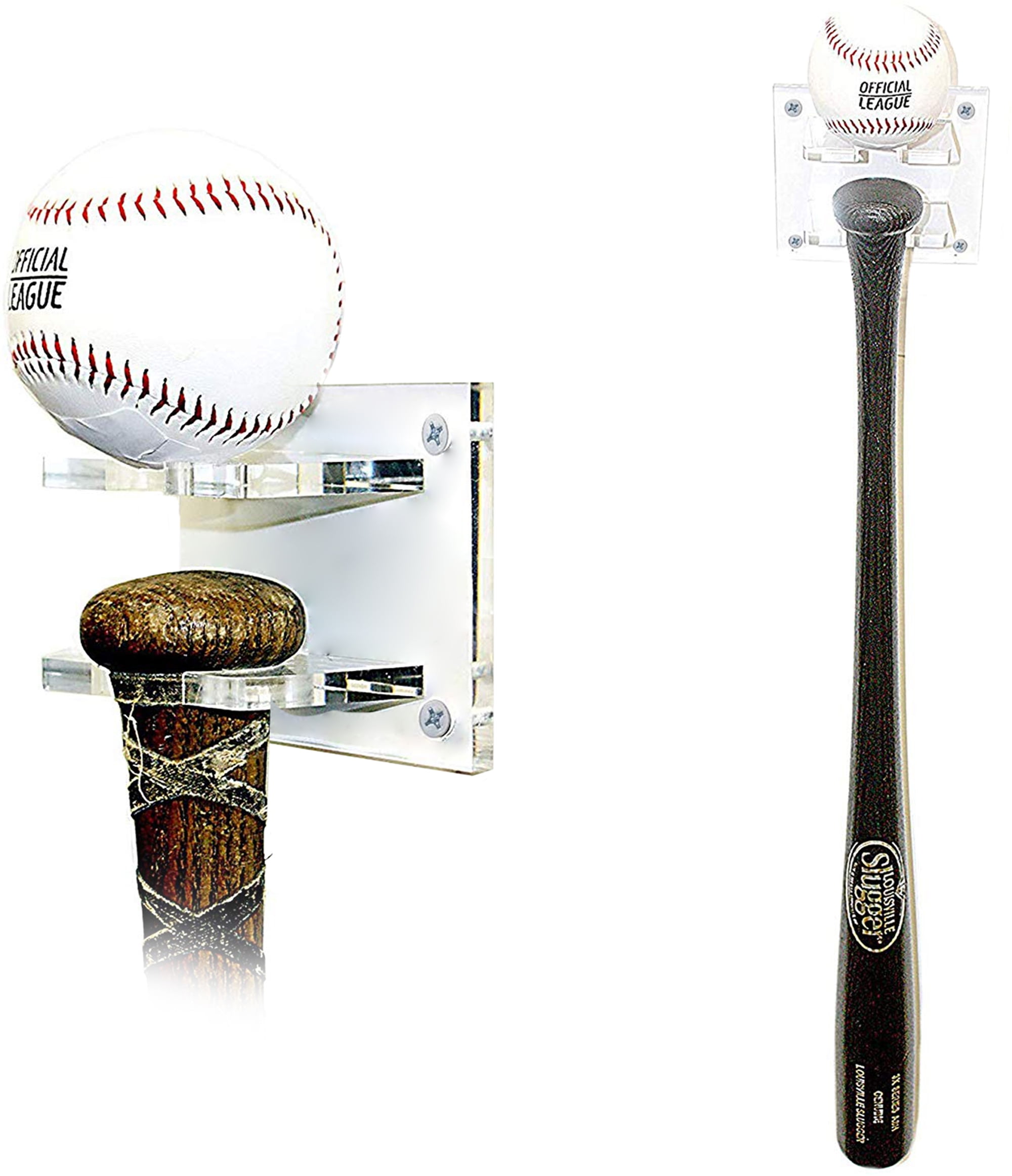 Deluxe Clear Acrylic Baseball and Bat Combo Wall Mount Bracket (A054 ...