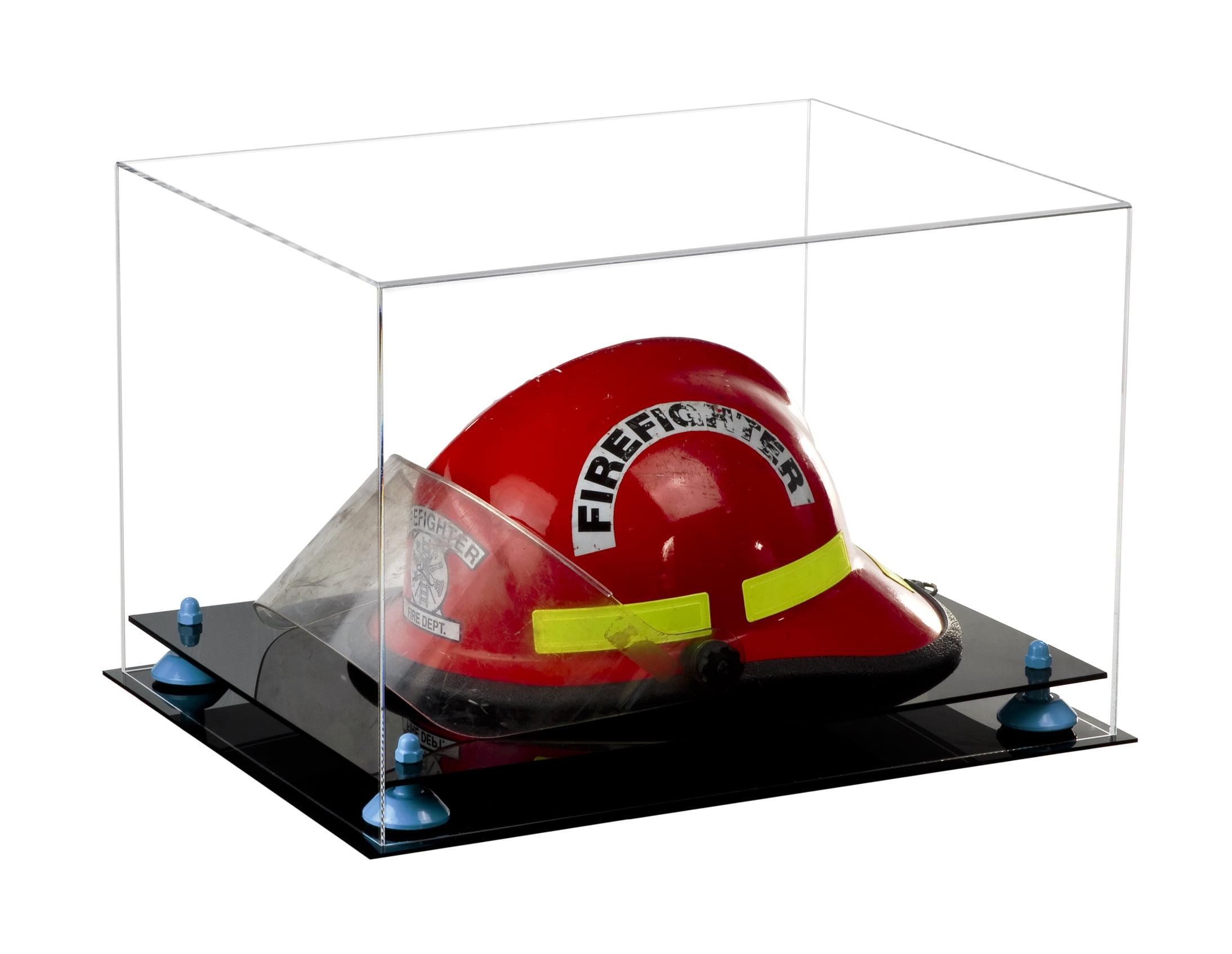 Deluxe Clear Acrylic Fireman's Helmet Large Display Case with Blue ...