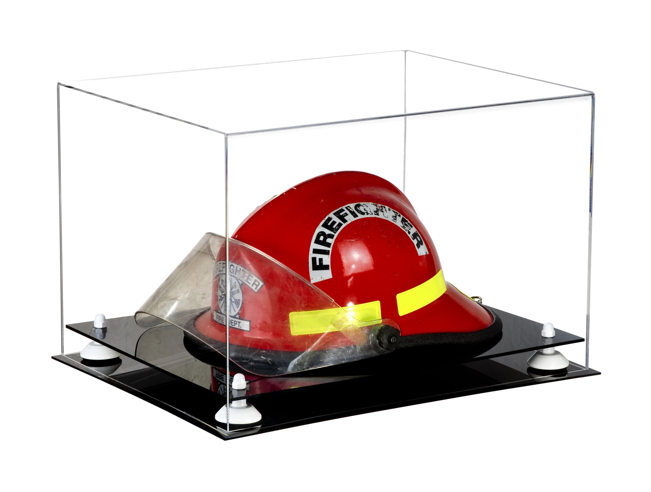 Deluxe Clear Acrylic Fireman's Helmet Large Display Case with White ...