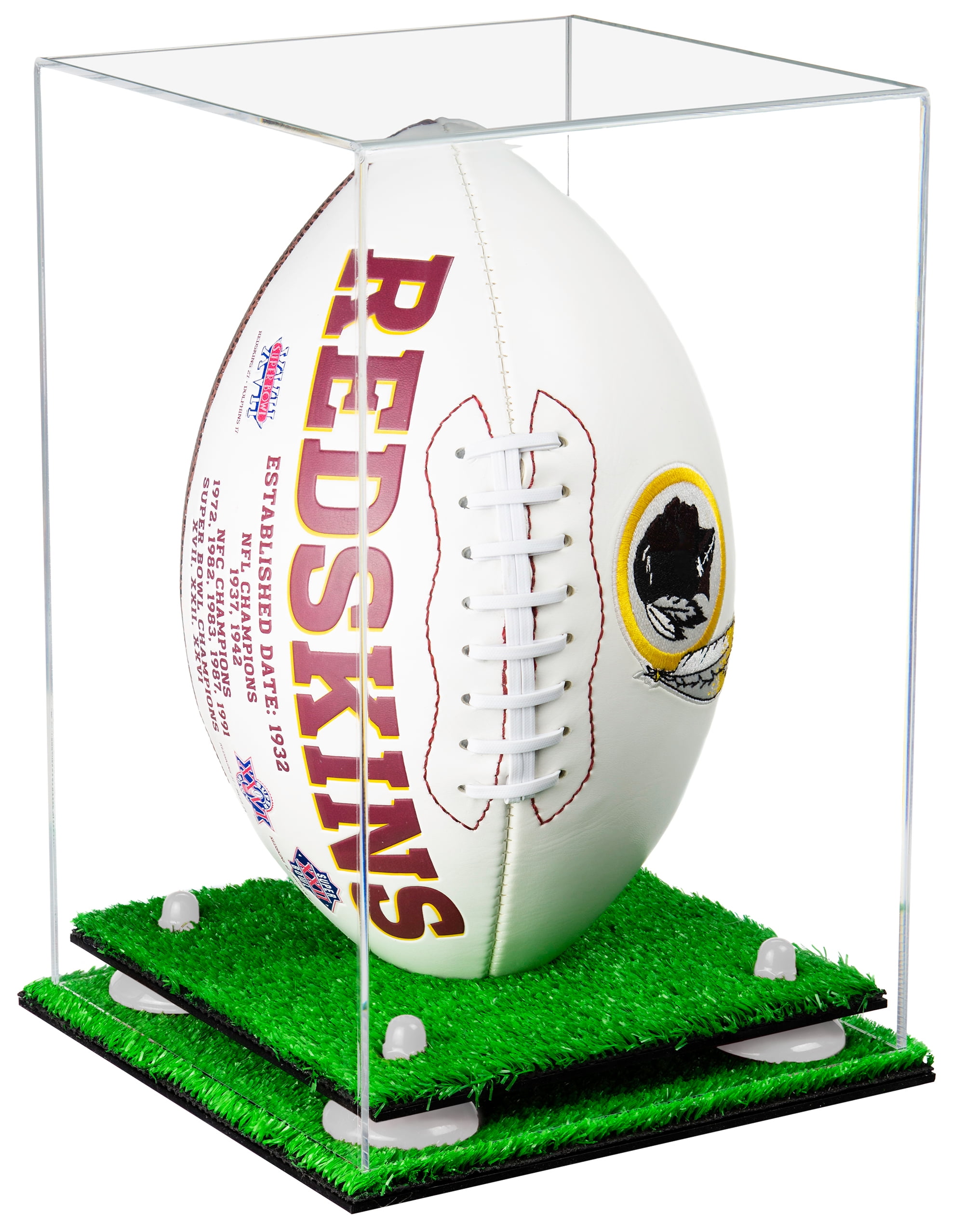 Deluxe Clear Acrylic Football Display Case Vertical with White Risers ...