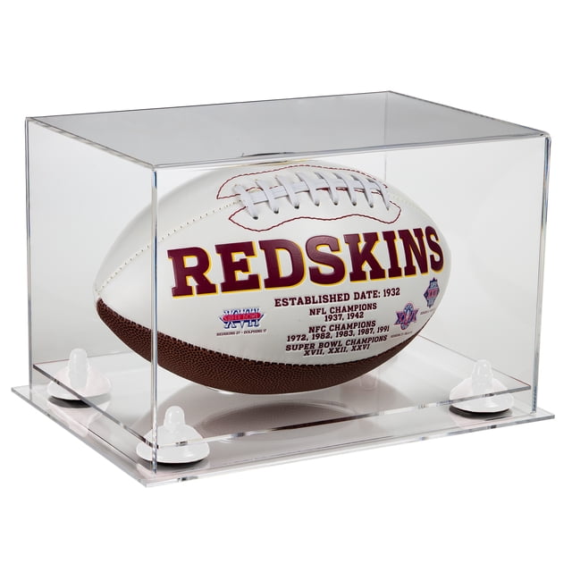 Deluxe Clear Acrylic Football Display Case with White Risers and Clear ...
