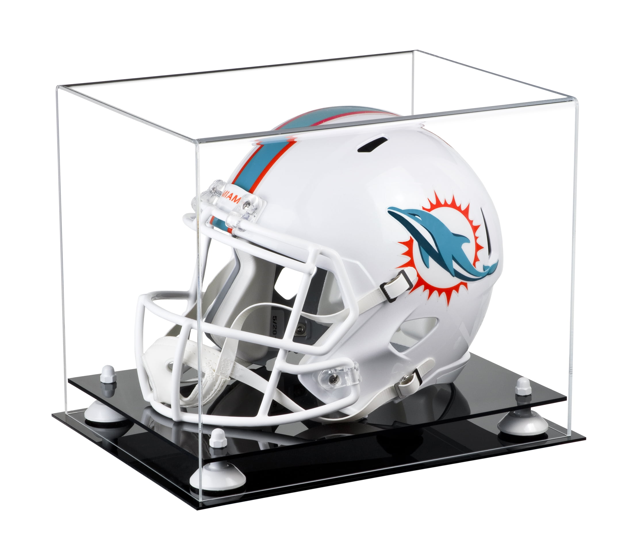 Deluxe Clear Acrylic Football Helmet Display Case with White Risers ...
