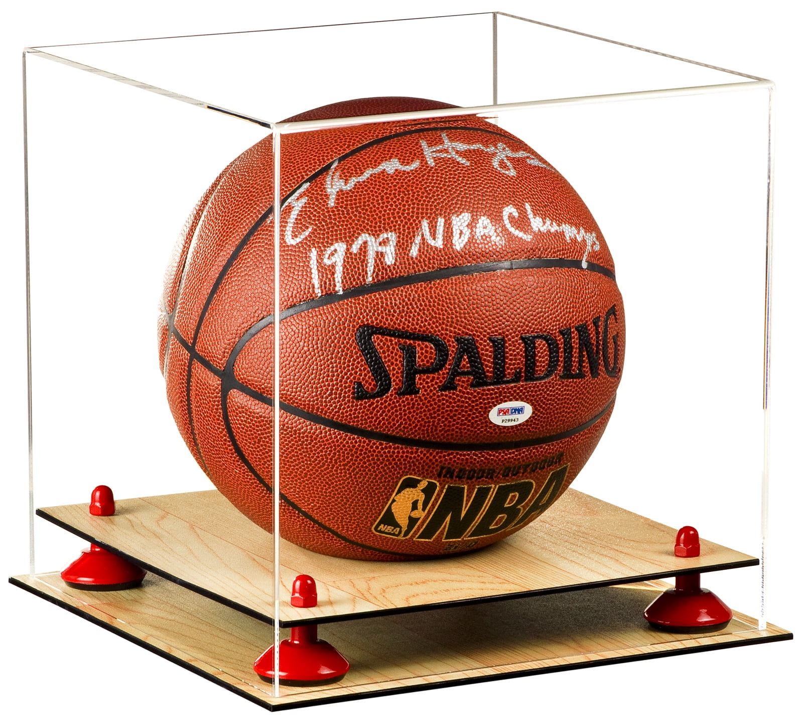 Deluxe Clear Acrylic Full Size Basketball Display Case with Red Risers ...
