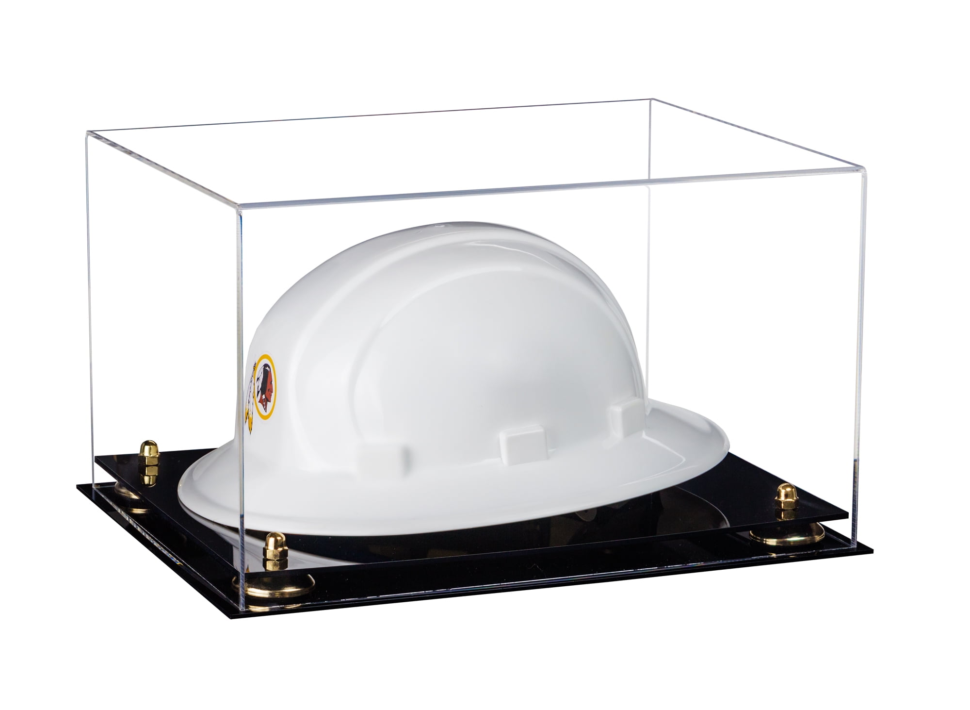 Deluxe Clear Acrylic Large Helmet - Hard Hat Display Case with Gold ...