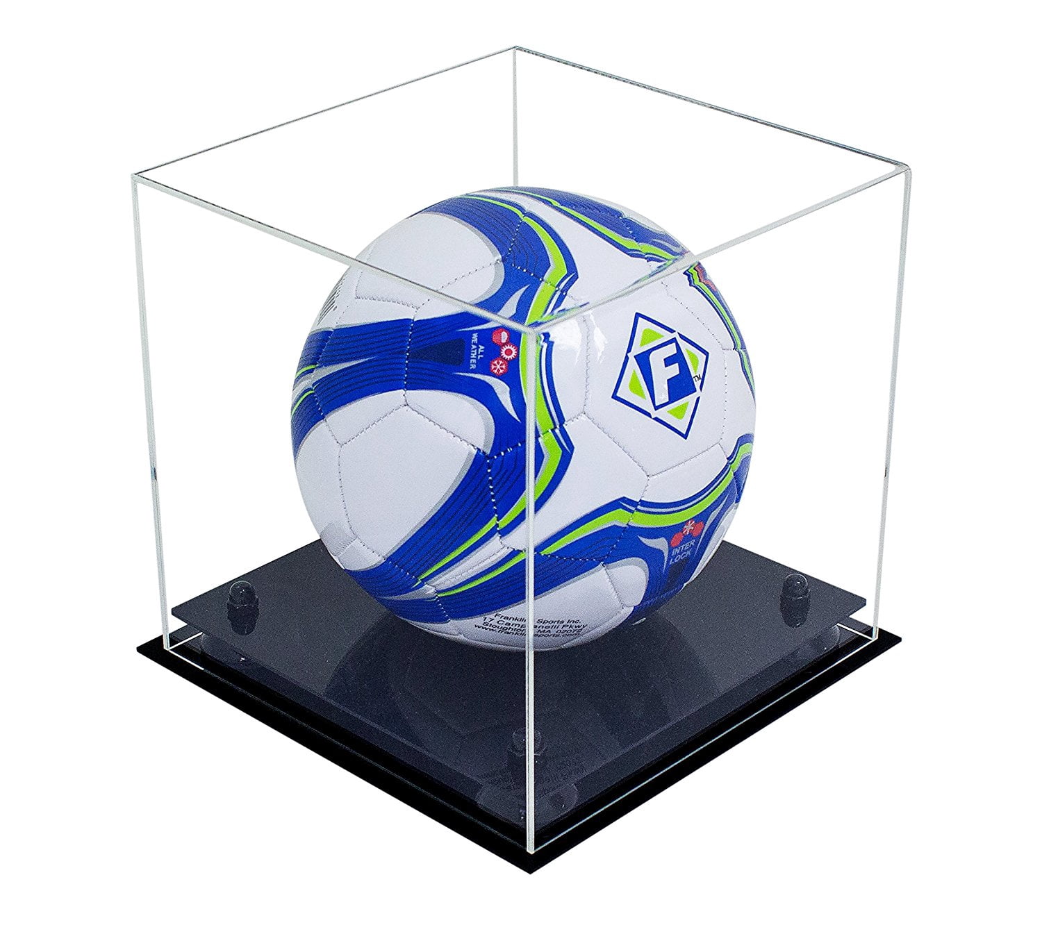 Deluxe Clear Acrylic Soccer Ball Display Case with Black Risers (A027 ...