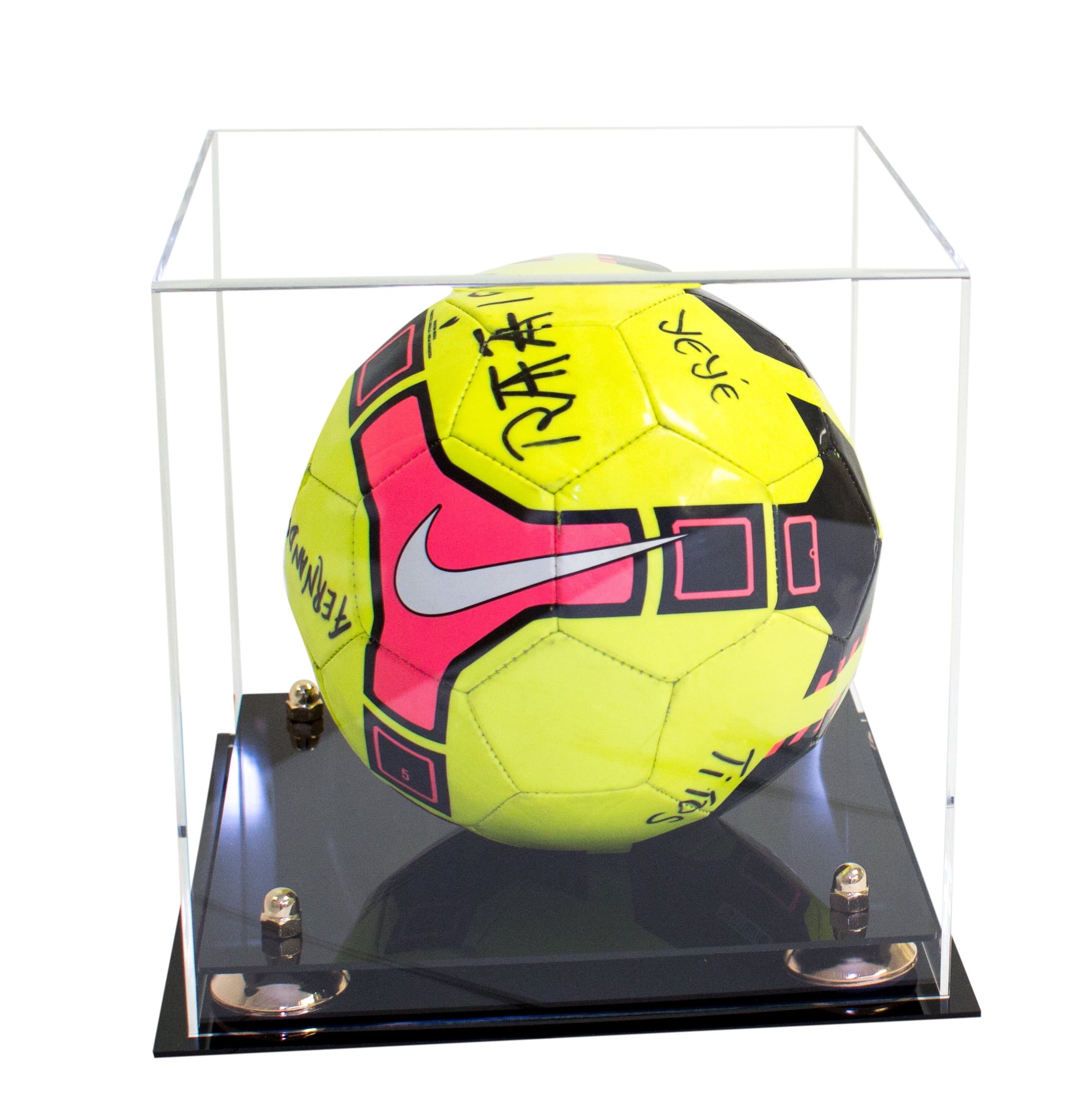 Deluxe Clear Acrylic Soccer Ball Display Case with Gold Risers (A027-GR ...