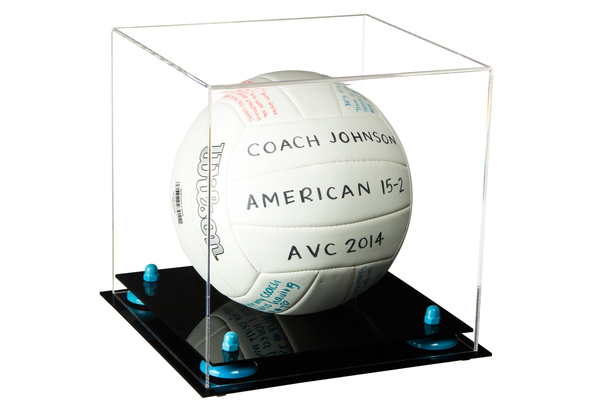 Deluxe Clear Acrylic Volleyball Display Case with Blue Risers (A027-BLR ...