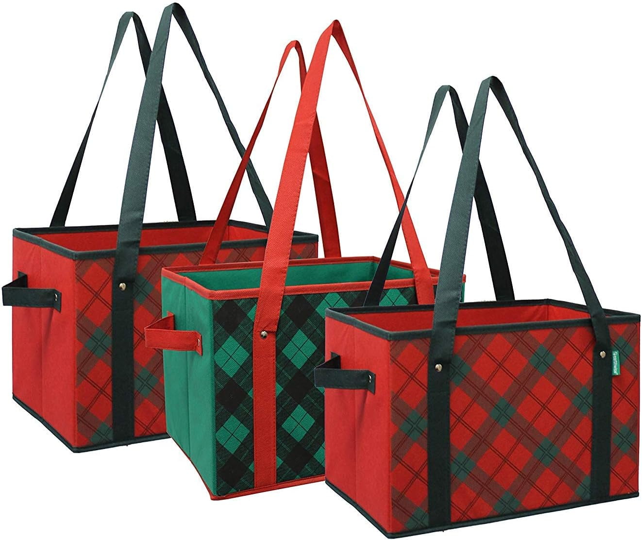 Deluxe Collapsible Shopping Box Grocery Bag Set with Reinforced Bottom ...
