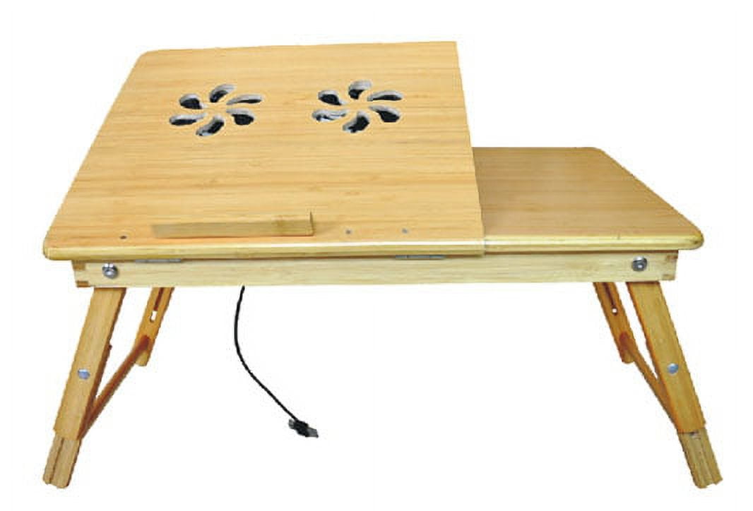 Deluxe Comfort Adjustable Laptop Desk, Bamboo, Cooling Fan - Walmart.com