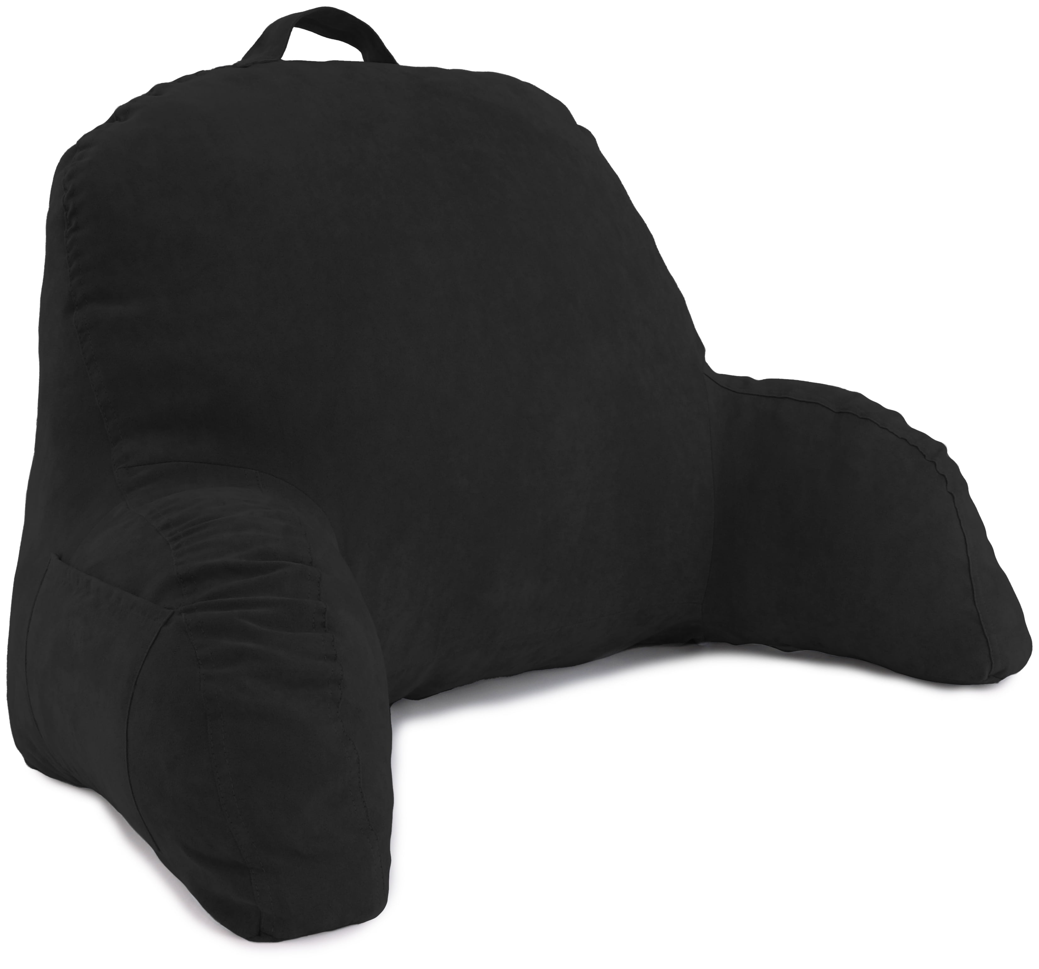Deluxe Comfort Microsuede Bed Rest- Stuffed Fiberfill with Arms, Black ...