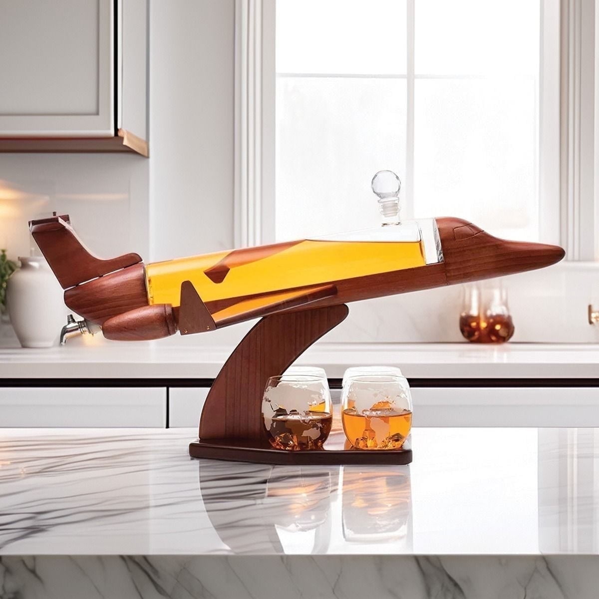 Sporty's Aviation Gifts 69oz Wooden Decanter, Deluxe Corporate Jet ...