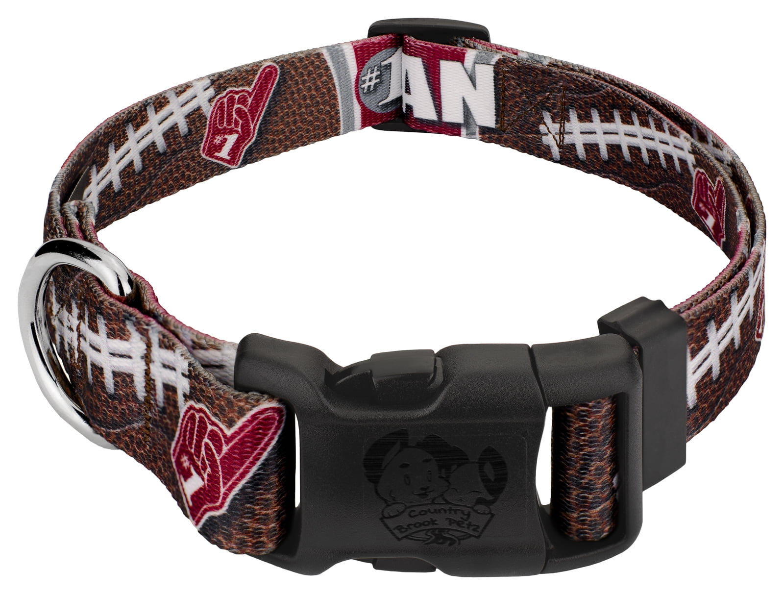 Country Brook Petz® Crimson/White Football Fan Everyday Dog Collar LTD ...
