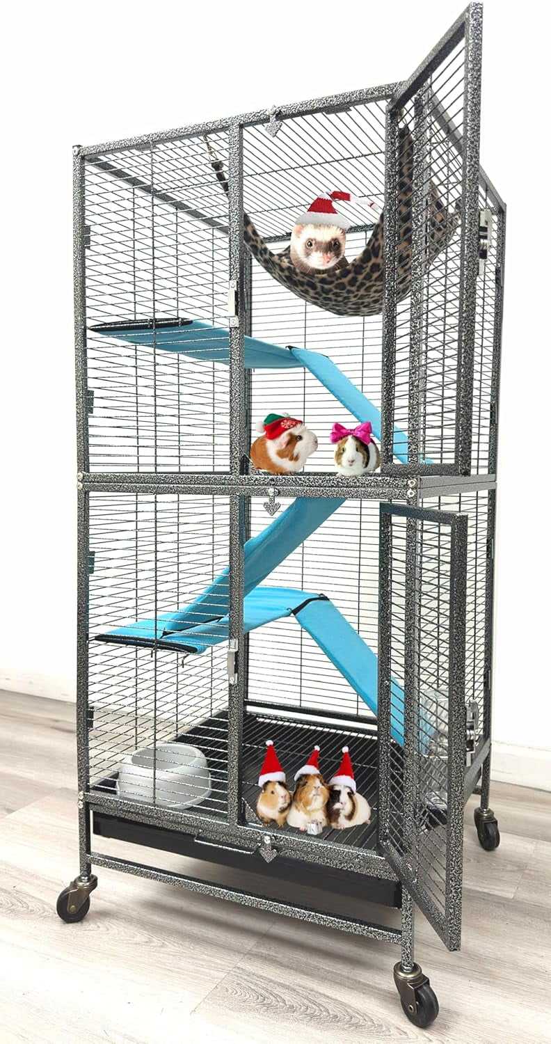 Deluxe Double Unit 4-Tiers Chew-Proof Small Animal Critter Cage - Tight ...