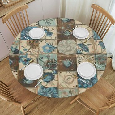 LAMINET Deluxe Elastic Edged Flannel Backed Vinyl Fitted Table Cover ...