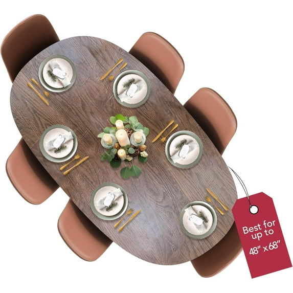 Deluxe Elastic Edged Flannel Backed Vinyl Fitted Table Cover ...