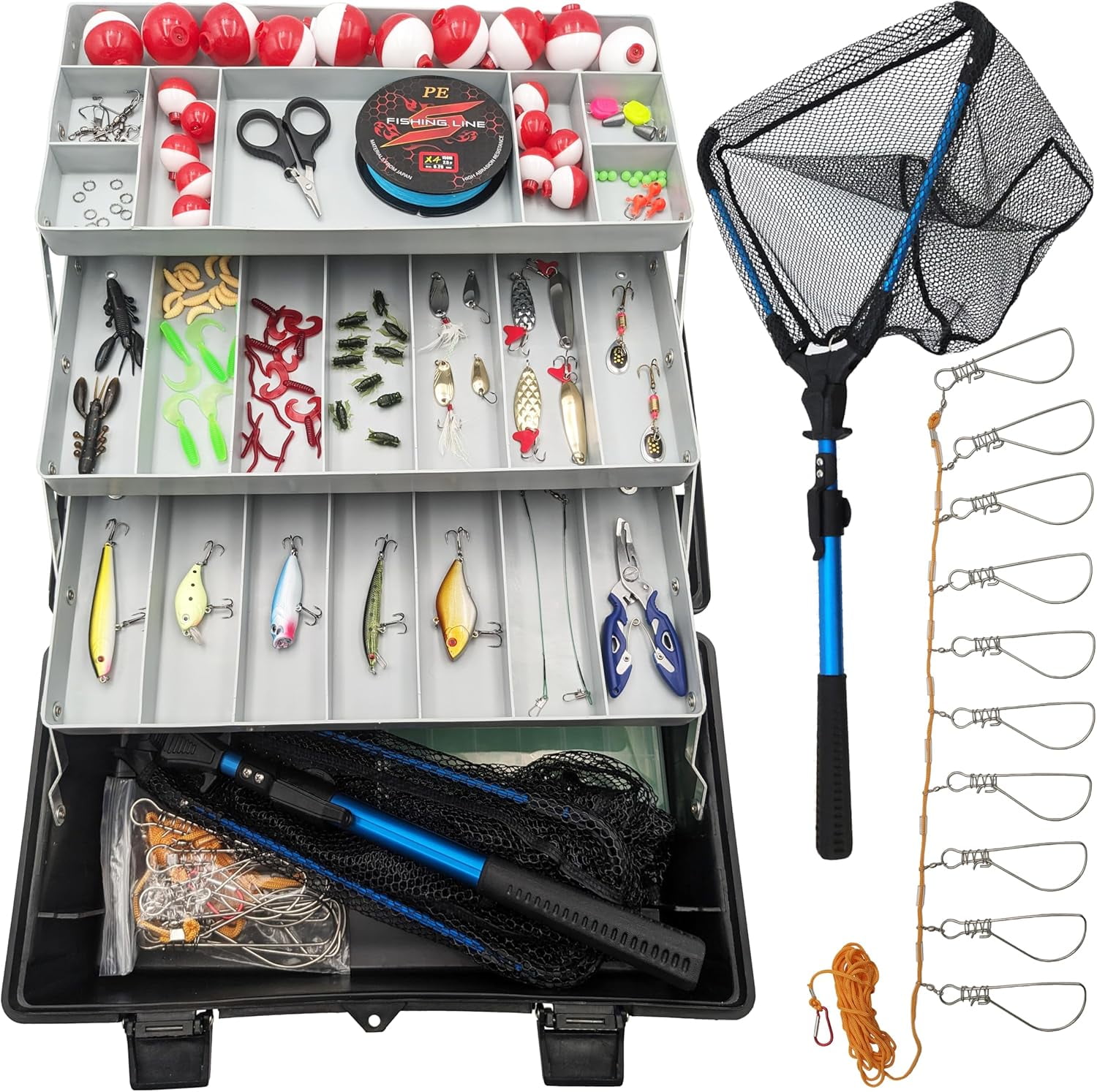 Deluxe Fishing Starter Set - Includes Collapsible Net, Fishing Line ...
