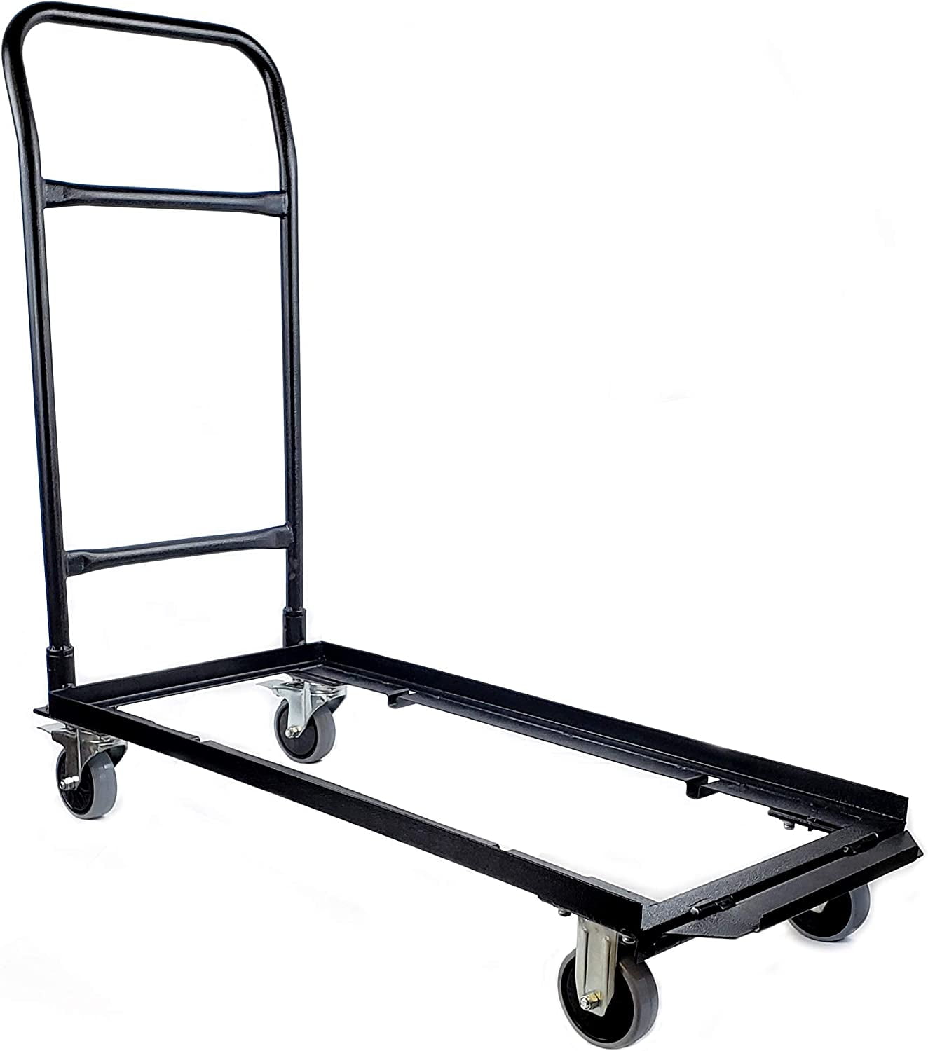 Deluxe Flat Stack Folding Chair Cart - Convertible Dolly Design Holds Flat Stacking Plastic ...
