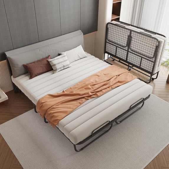 Deluxe Folding Bed with 5" Memory Mattress and Headboard, 79"x59" Queen ...