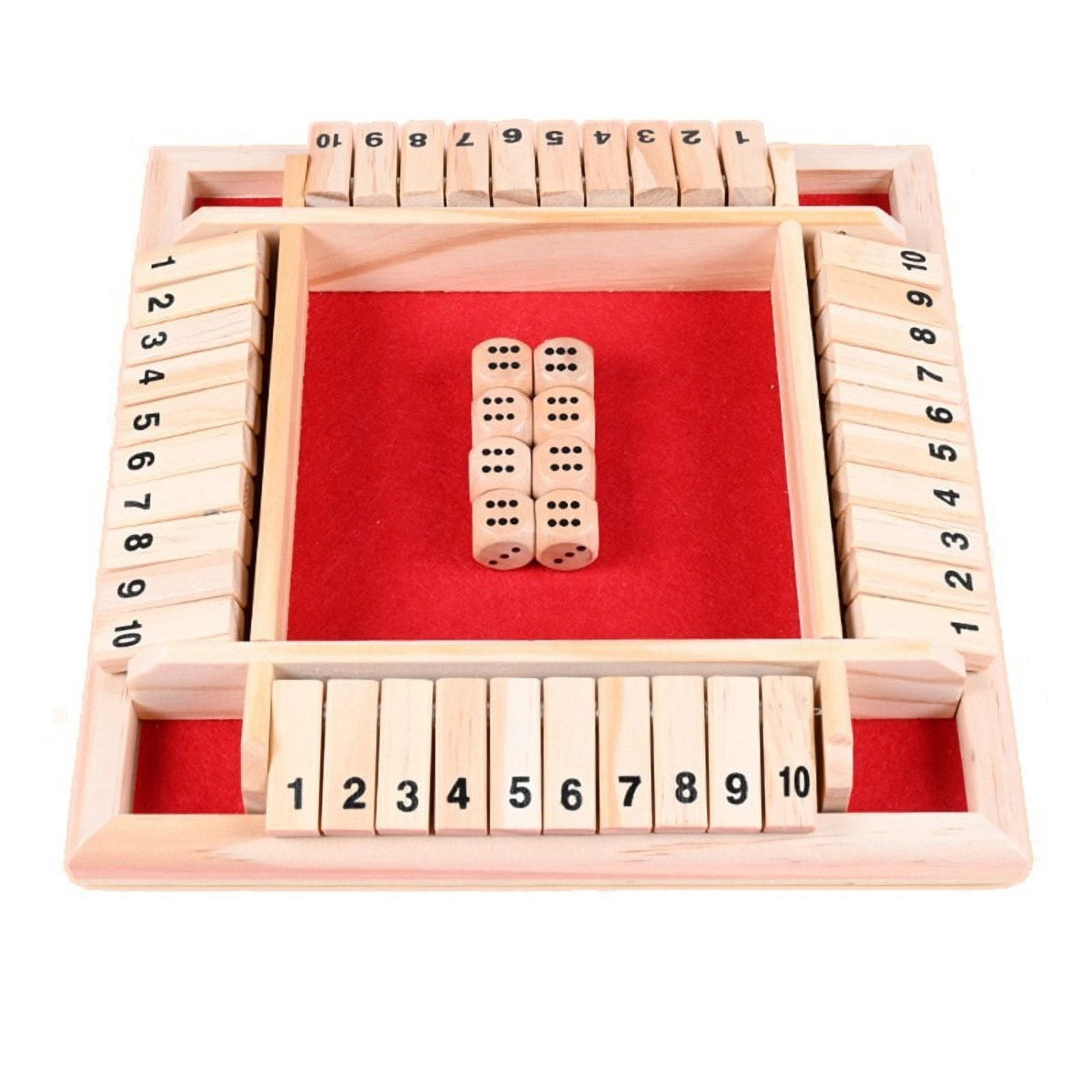 Deluxe Four Sided 10 Numbers Shut The Box Board Game Set Dice Party ...