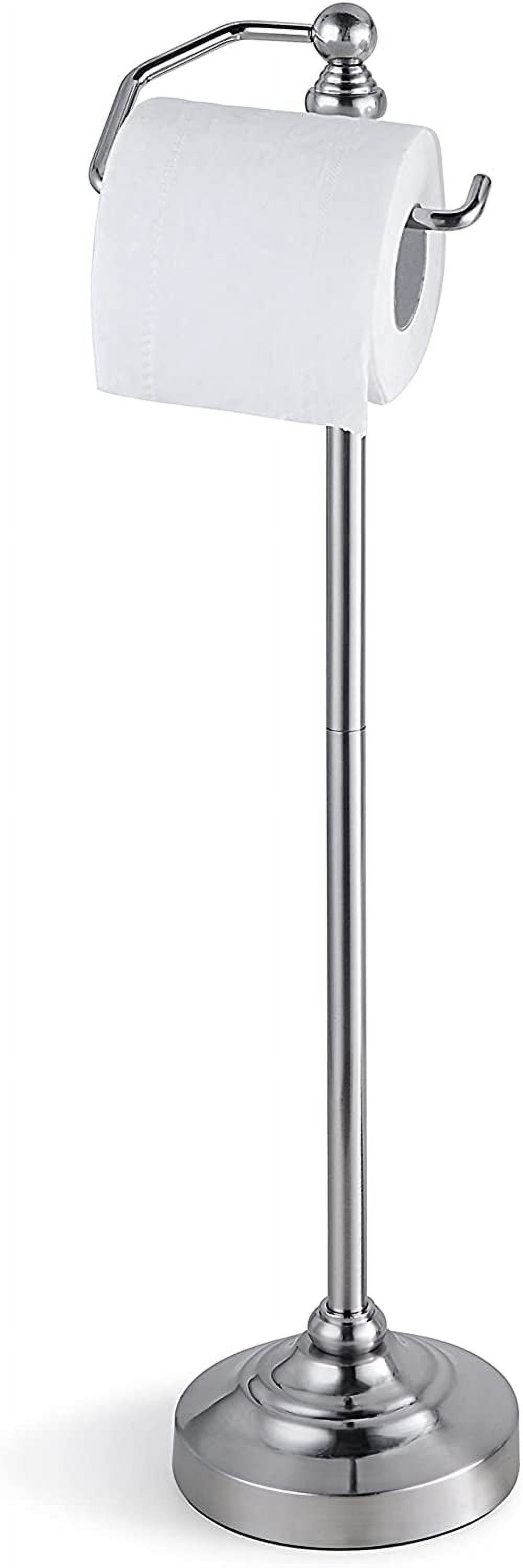 Deluxe Free Standing Heavy Weighted Toilet Tissue Paper Roll Holder ...
