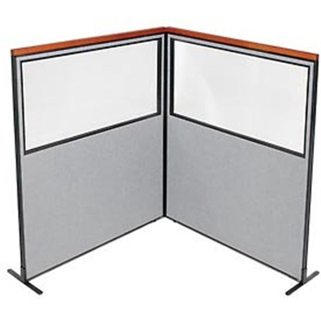 Deluxe Freestanding 2-Panel Corner Divider with Partial Window - Gray ...