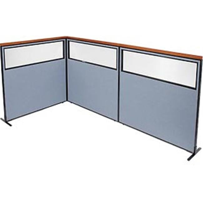 Deluxe Freestanding 3-Panel Corner Divider with Partial Window - Blue ...