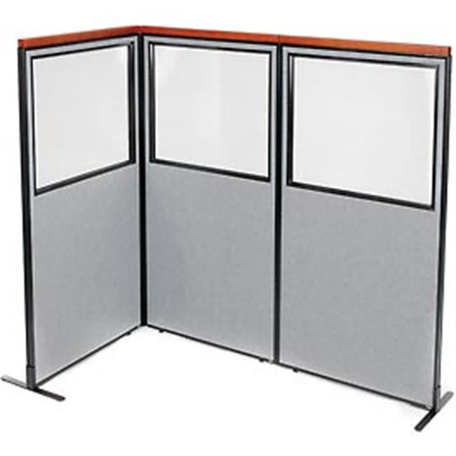 Deluxe Freestanding 3-Panel Corner Divider with Partial Window - Gray ...