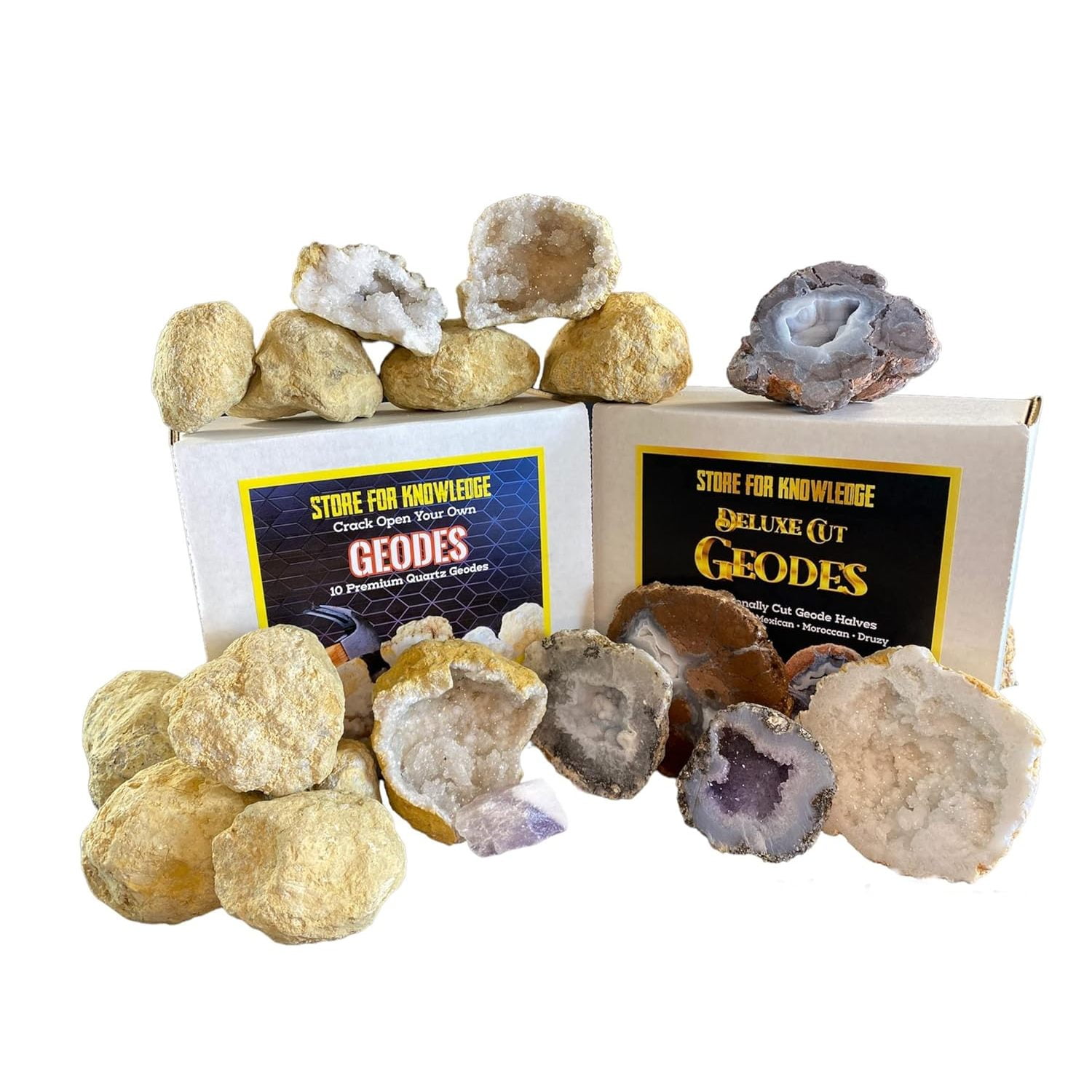 Deluxe Gift Pack - 10 Break Your Own Quartz Geodes Plus 5 Cut Halves ...