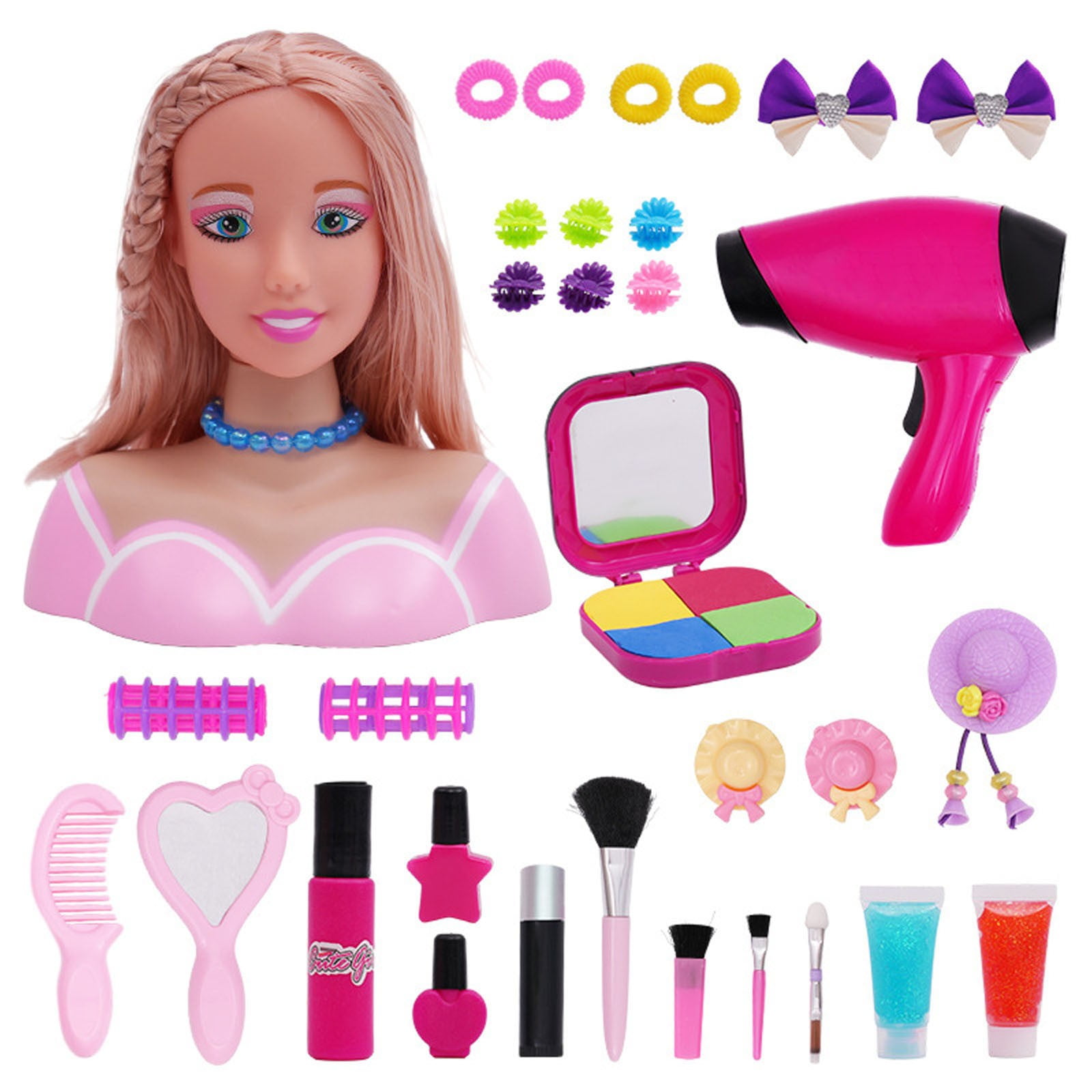Deluxe Hairstyle Hair Makeup Doll Head for Girls - 24ml Hair Styling ...