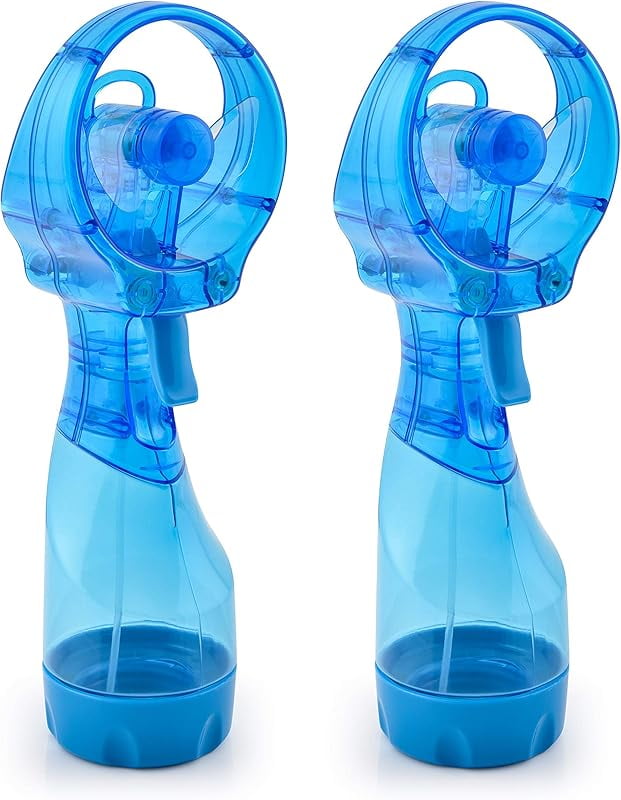 Deluxe Handheld Battery Powered Water Misting Fan (Light Blue) 2 Pack ...