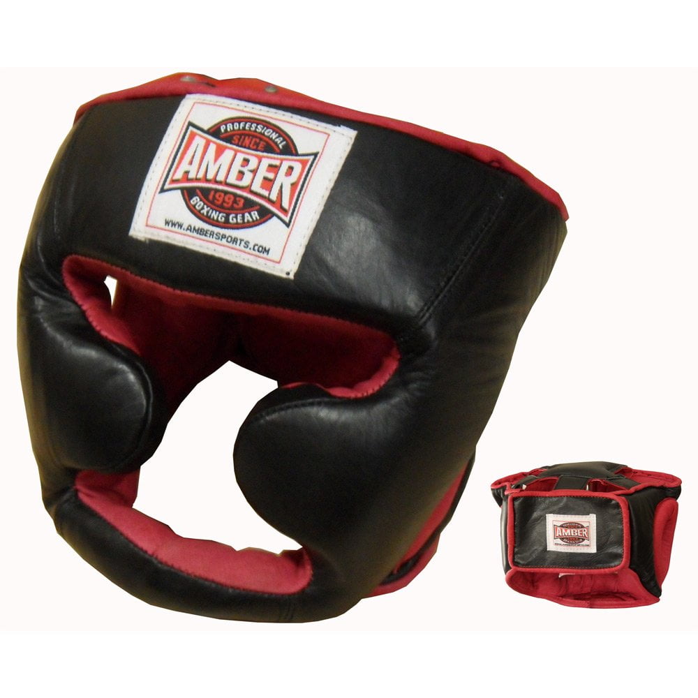 Deluxe All Leather Headgear with Cheek Protection for Boxing ...