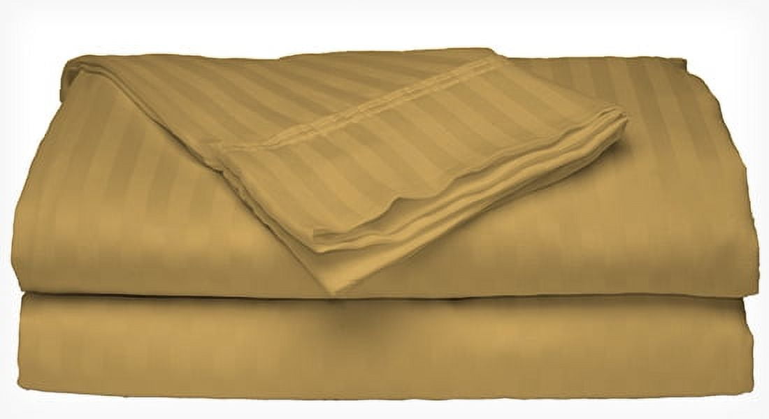 Deluxe Home Queen Size Gold 400 Thread Count 100% Cotton Dobby Stripe ...