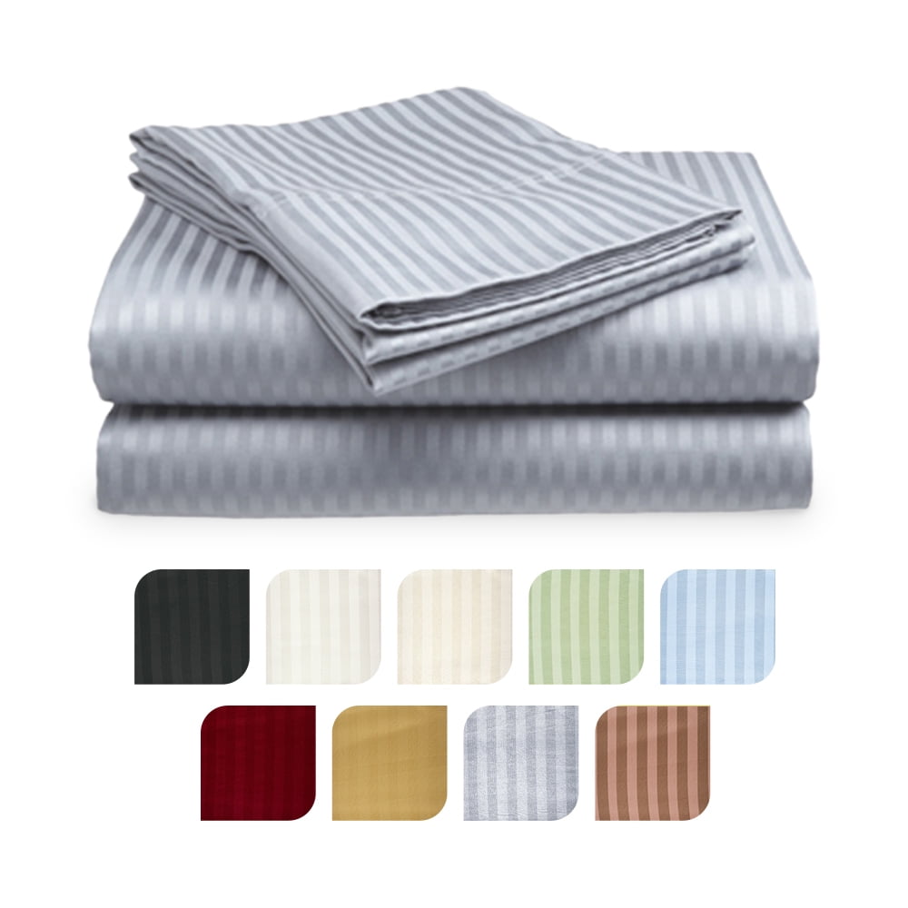 De Luxe Hotel Collection 300 TC 100% Cotton Bed Sheets Set Full Silver ...