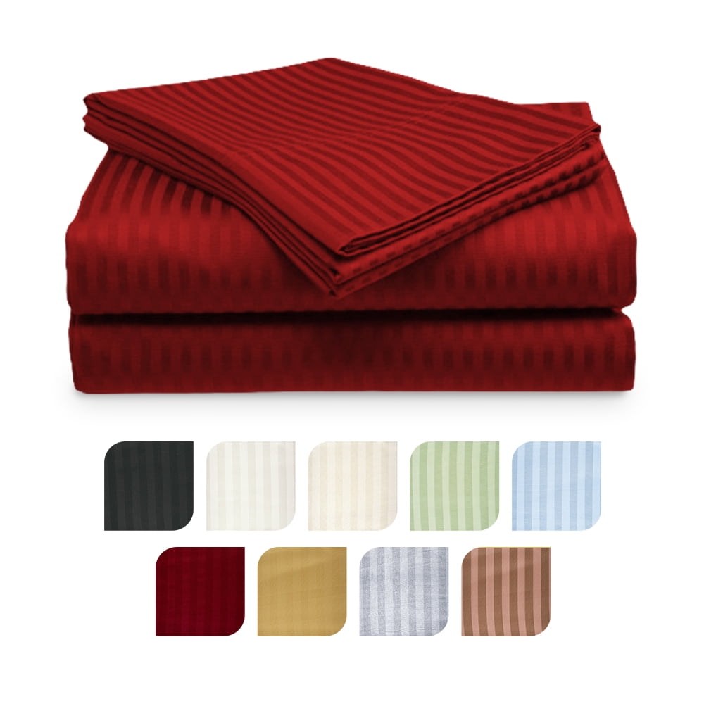 Deluxe Hotel Collection King 300 TC Cotton Dobby Stripe Bed Sheets Set ...