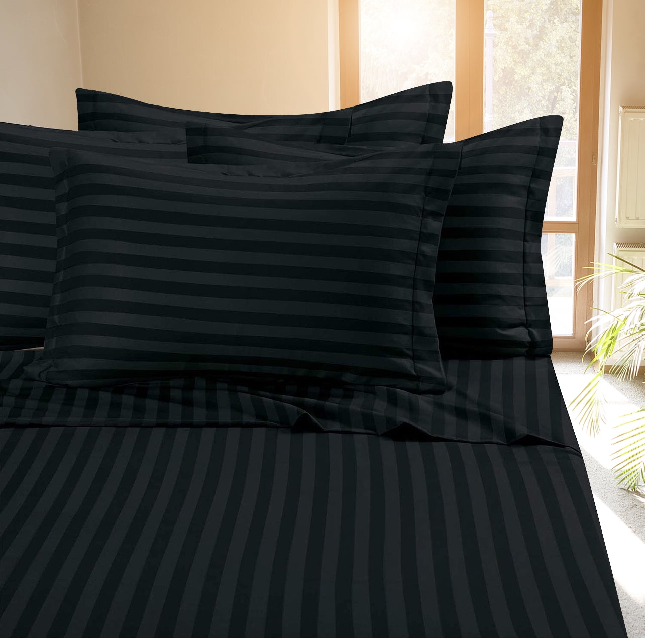 Deluxe Hotel 400 TC 100% Cotton, Luxury Dobby Stripe Bed Sheets Set ...