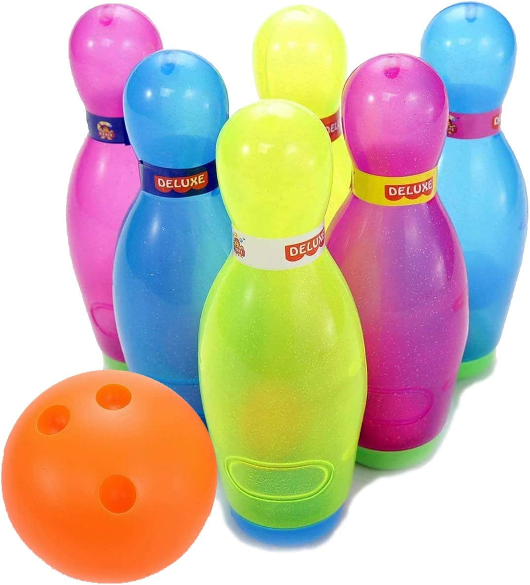 Deluxe Kids Toy Bowling Play Set with 6 Large Pins, Bowling Ball and ...