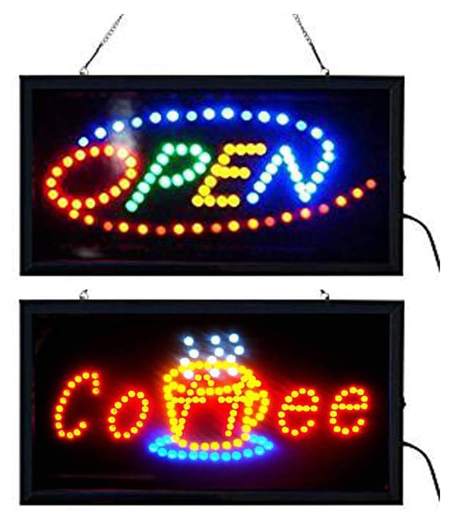 Deluxe LED Open Sign and Coffee Sign Combo 19"x10" (L101+L47) - Walmart.com