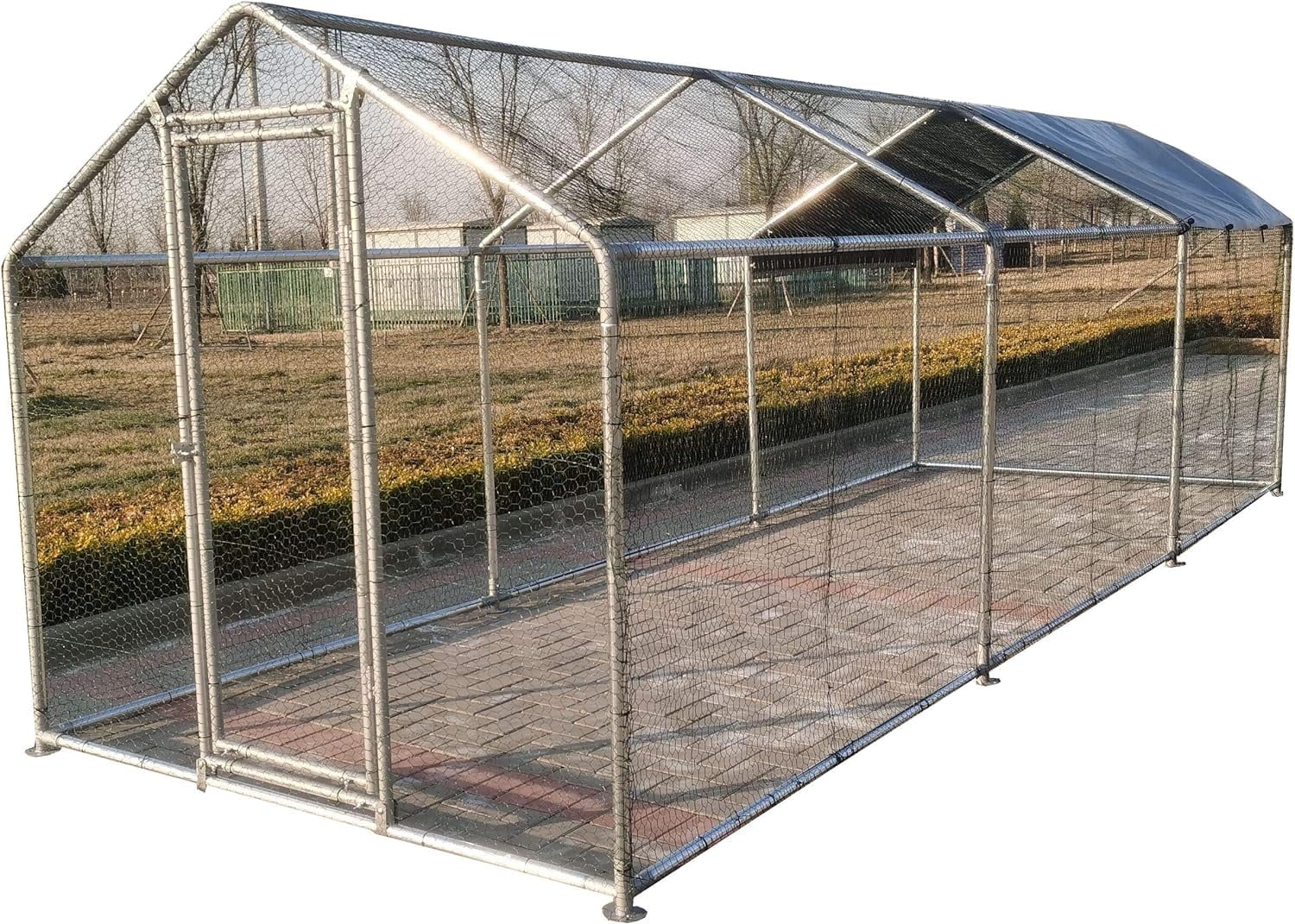 Deluxe Predator Proof Extra Large Metal 7x20 ft Chicken Coop, Backyard ...