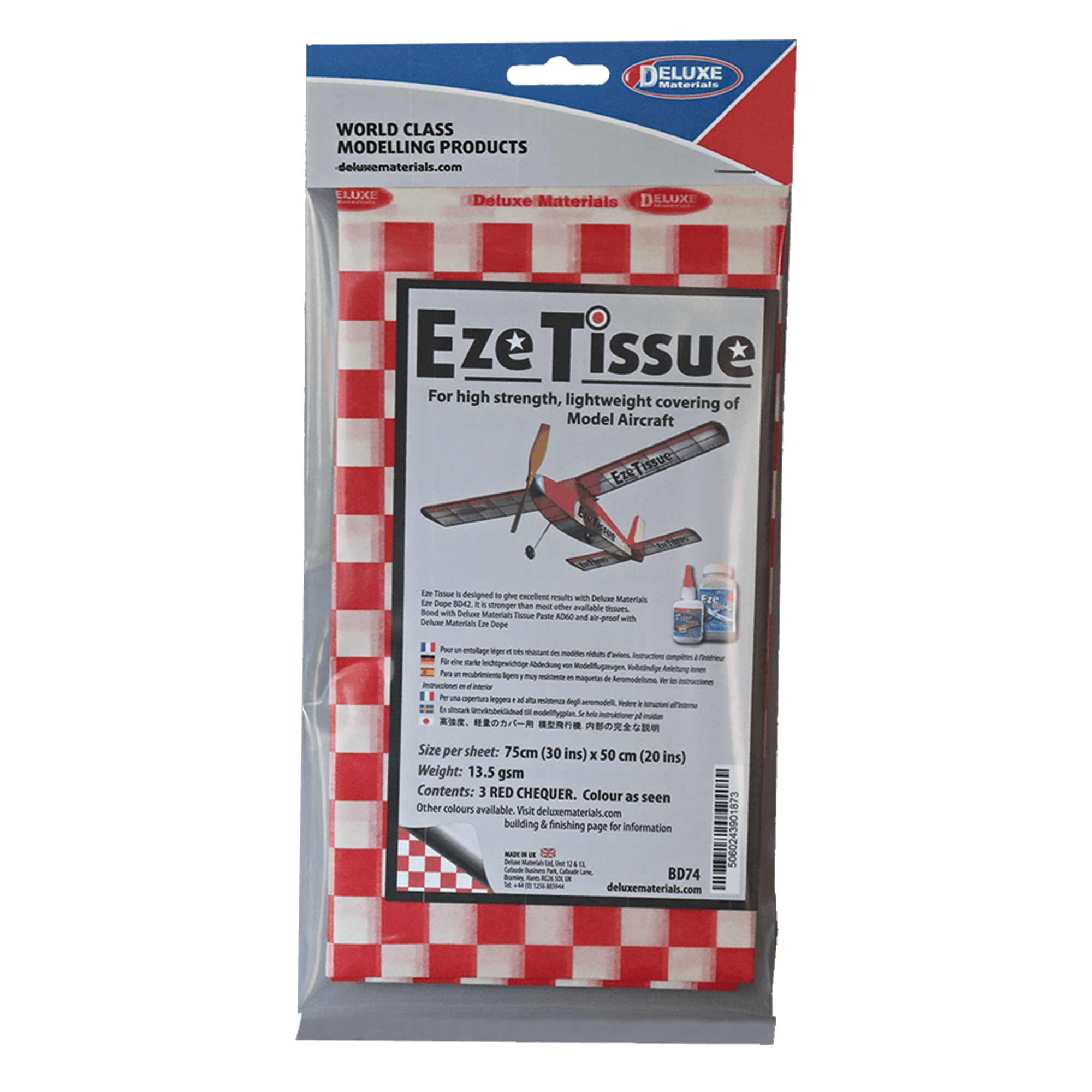 Deluxe Materials Red Checker EZE Tissue 30x205pk DLMBD74 Airplane Paint ...