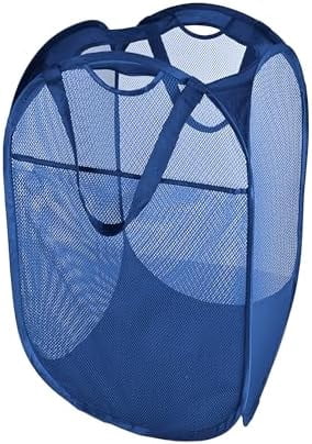 Deluxe Mesh Pop Up Square Laundry Hamper w/ Side Pocket & Handles ...