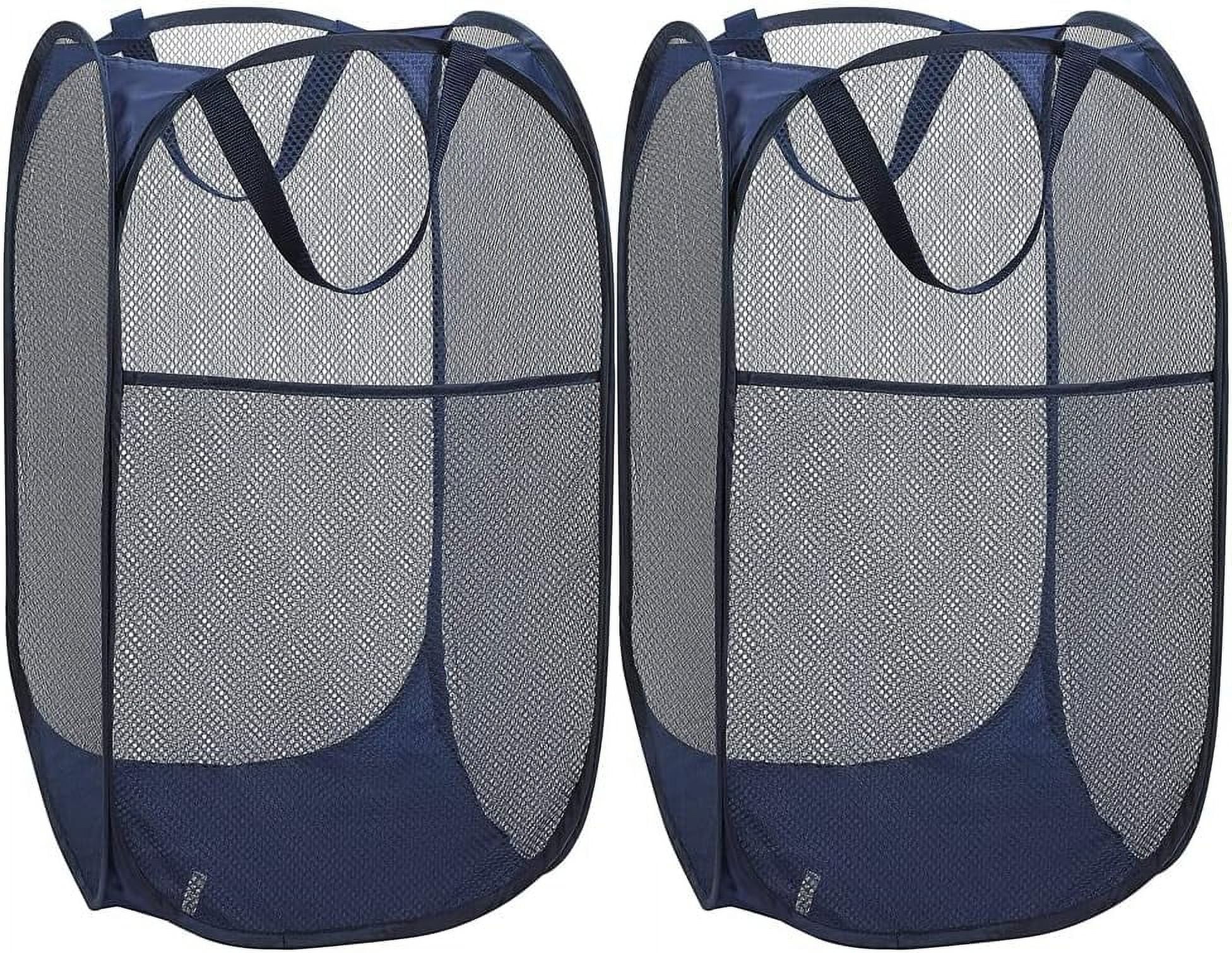 Deluxe Mesh Pop up Laundry Hamper Basket with Side Pocket Foldable ...