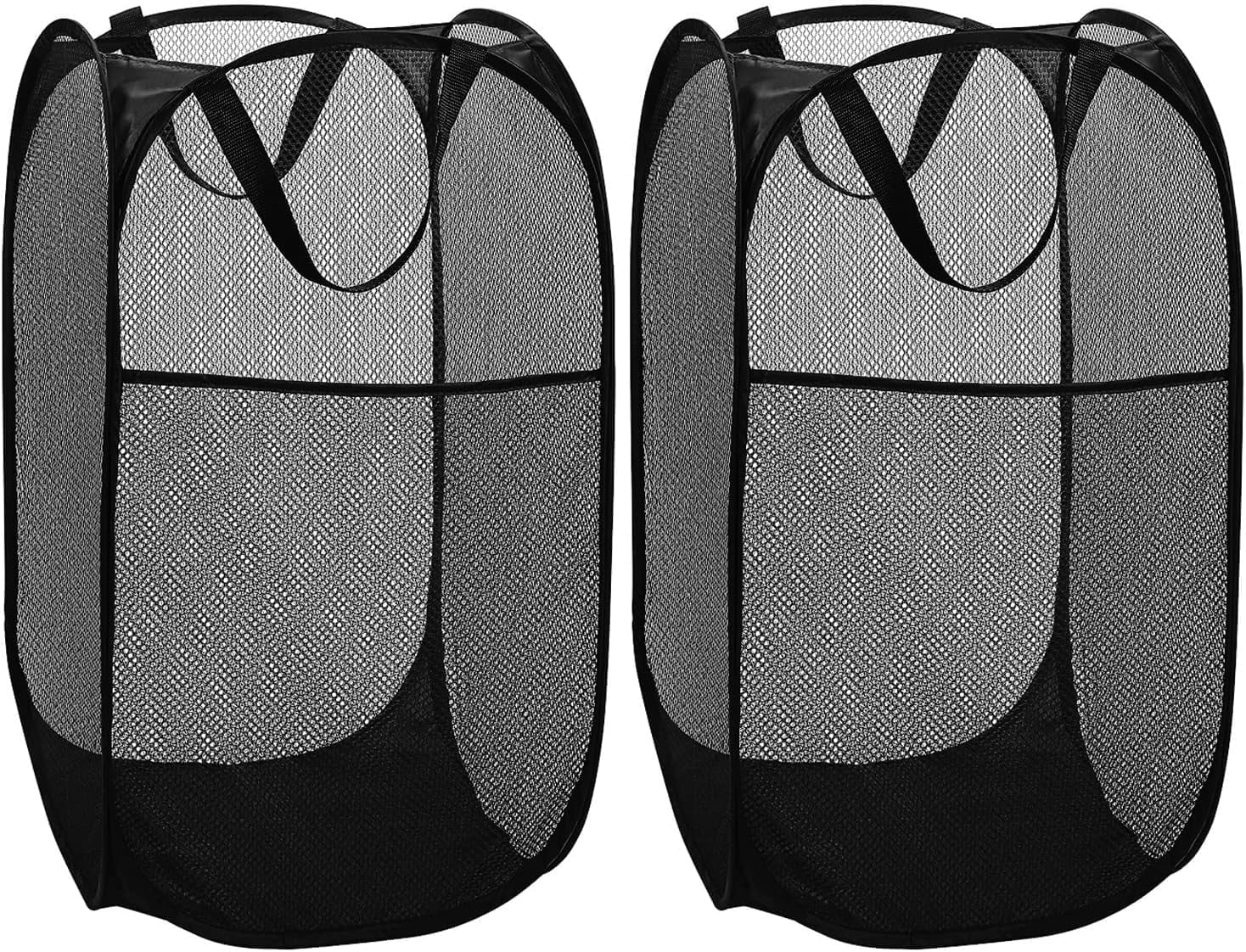 Deluxe Mesh Pop up Laundry Hamper Basket with Side Pocket for Laundry ...