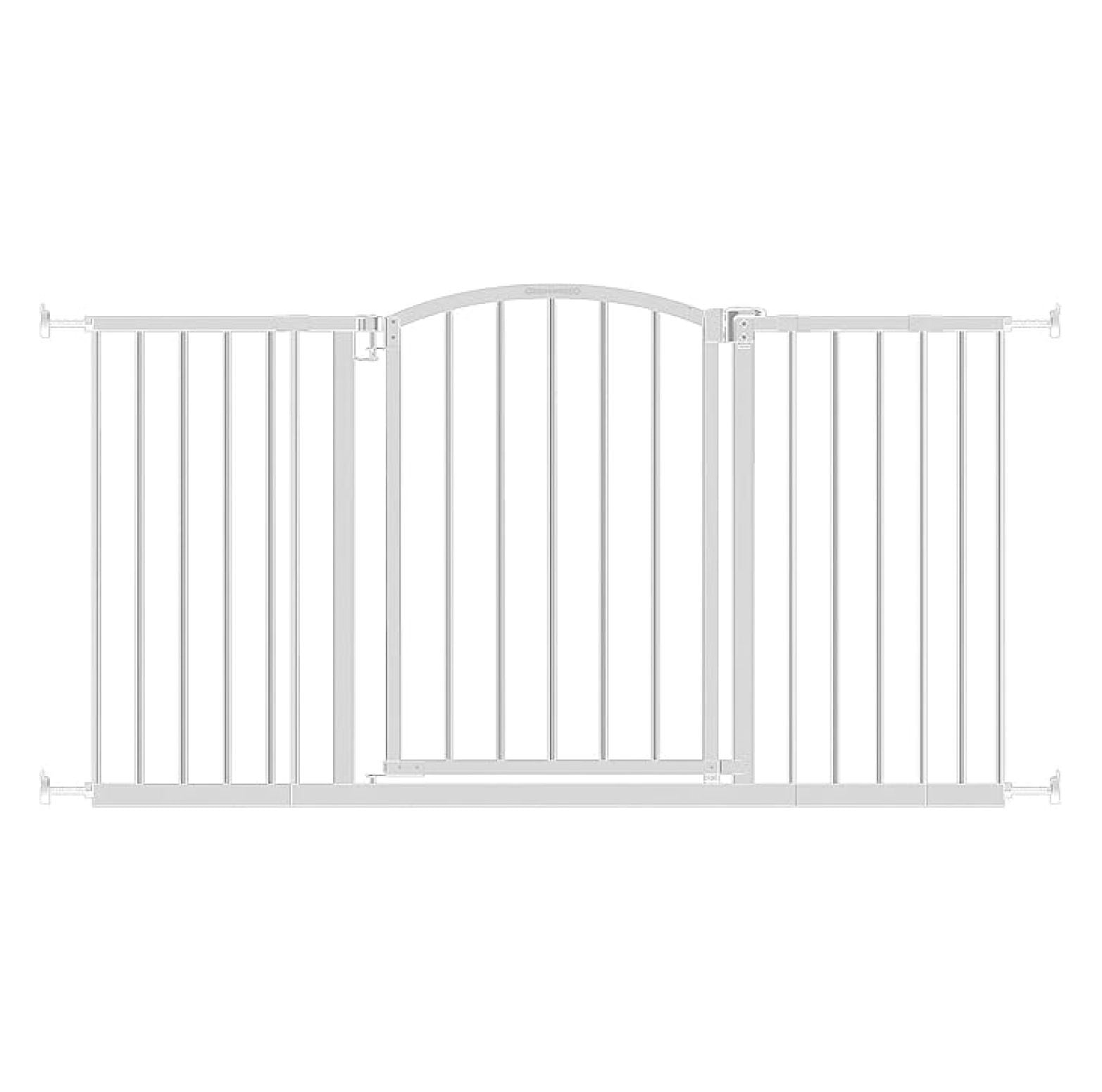 Deluxe Metal Extra Tall Walk Through Arch Dog Gate with Mounted and ...