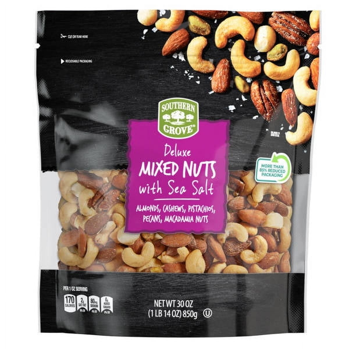 Southern Grove Deluxe Mixed Nuts with Sea Salt, 30 oz - Pack of 2 ...